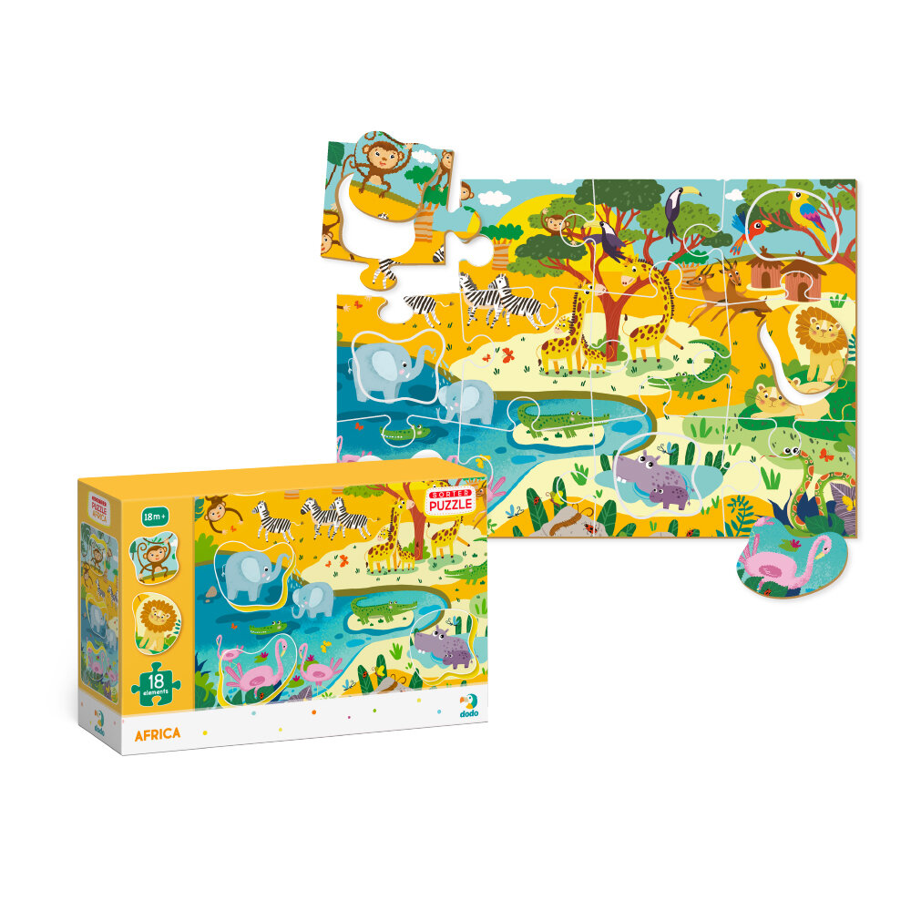 DODO Puzzle s tříděním obrázků Afrika 18 dílků | feedo.cz
