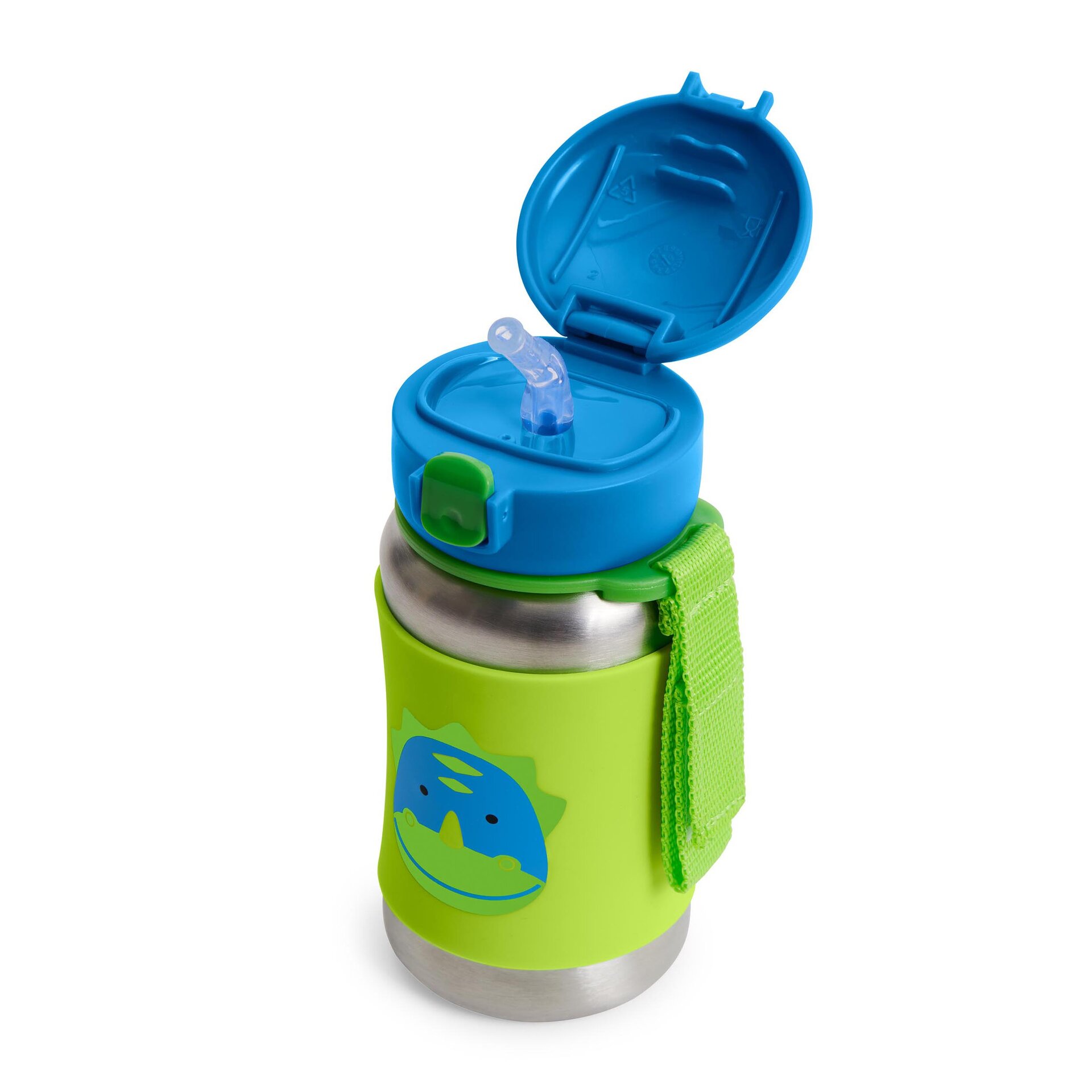 SKIP HOP Zoo Láhev s brčkem na vodu nerez Dino 12 m+ | feedo.cz