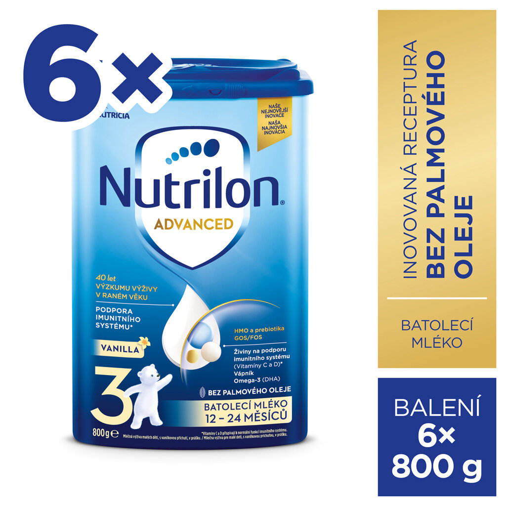 NUTRILON Mléko batolecí 3 Advanced Vanilla od uk. 12. měsíce 6x 800 g | feedo.cz