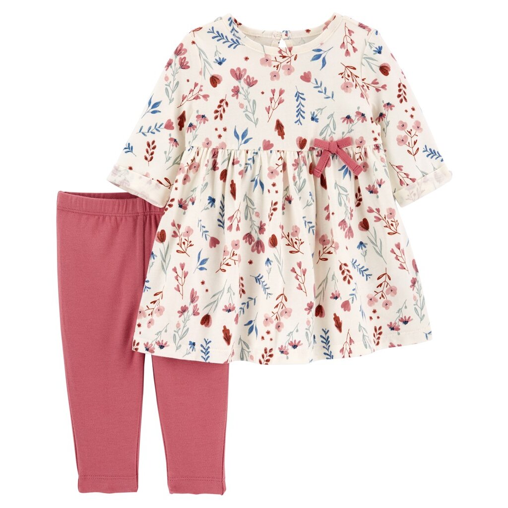 CARTER'S Set 2dílný šaty, legíny Rose Floral dívka 12m | feedo.cz