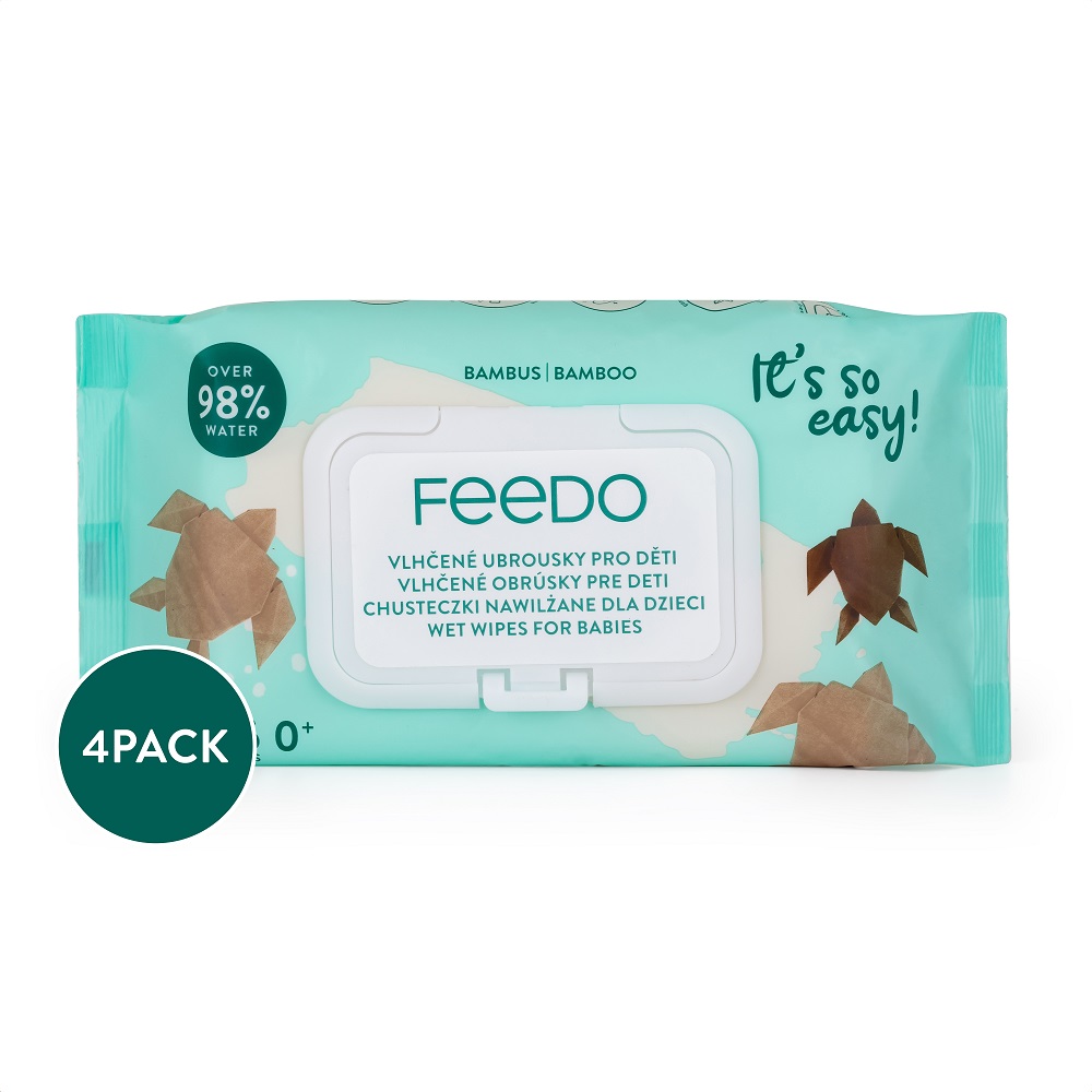 4x FEEDO Ubrousky vlhčené bambusové bioodbouratelné bez obsahu plastů ...