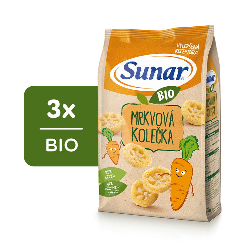 3x SUNAR BIO Křupky Mrkvová kolečka 45 g | feedo.cz
