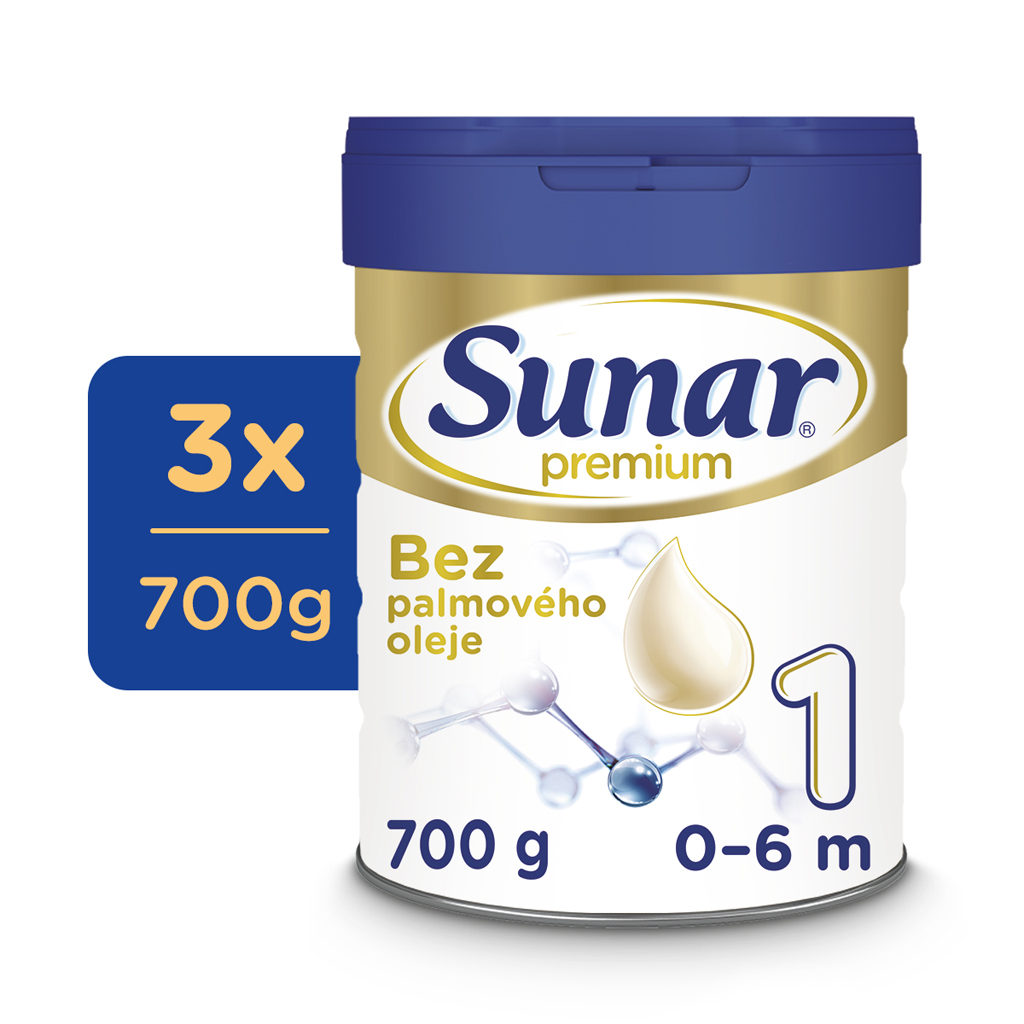 3x SUNAR Premium 1 Mléko počáteční 700 g | feedo.cz
