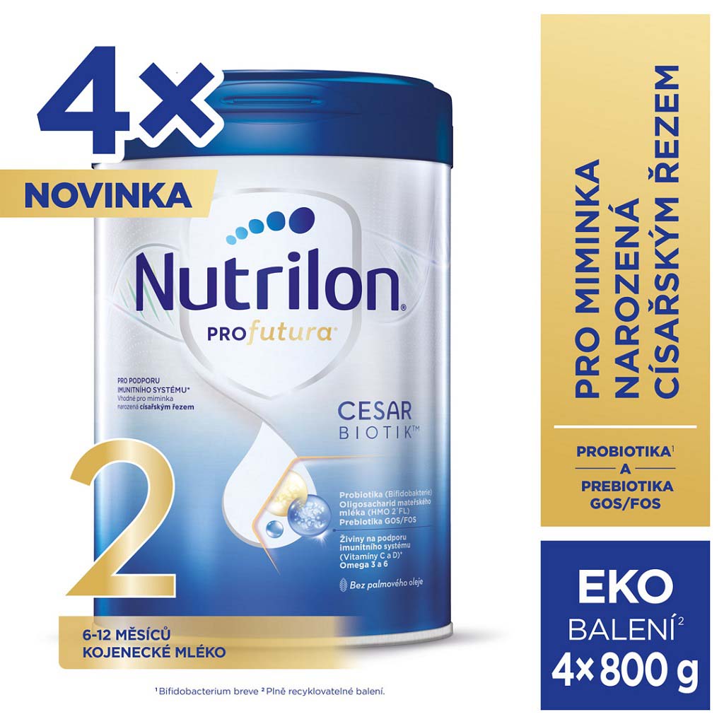 4x NUTRILON Profutura CESARBIOTIK 2 následné dojčenské mlieko 800 g ...