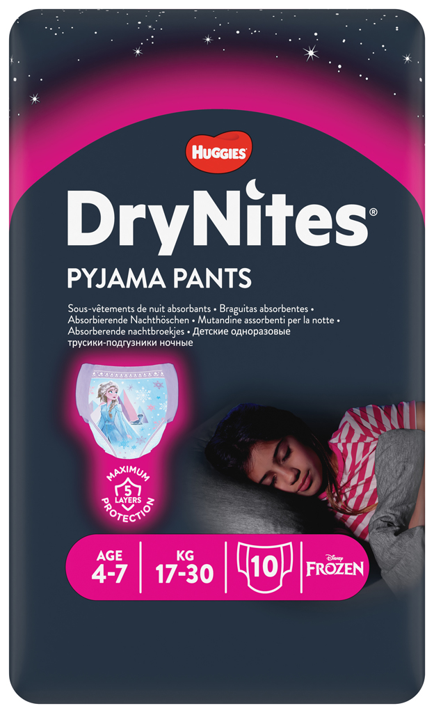 HUGGIES® DryNites Kalhotky plenkové jednorázové pro dívku 4-7 let (17 ...