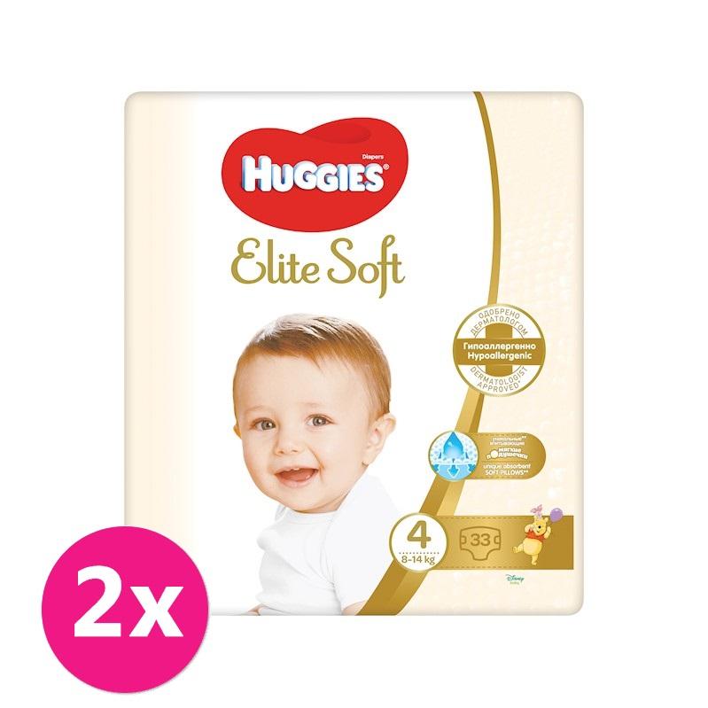 2x HUGGIES Elite Soft Pleny jednorázové 4 (8-14 kg) 33 ks | feedo.cz