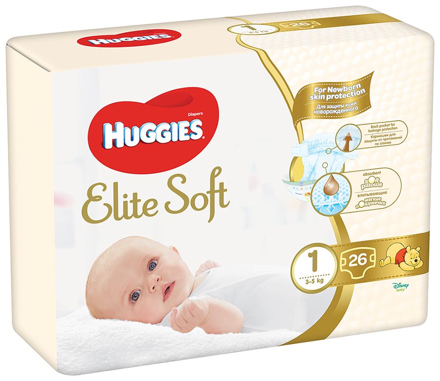 HUGGIES Elite Soft 1 (26 ks) - jednorázové pleny | Feedo.cz
